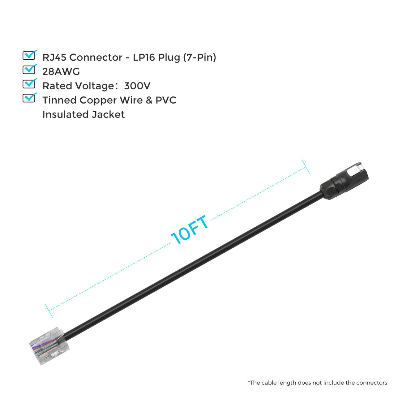 Renogy LP16 Plug (7-Pin) to RJ45 10Ft Communication Cable — Ironclad Sentry