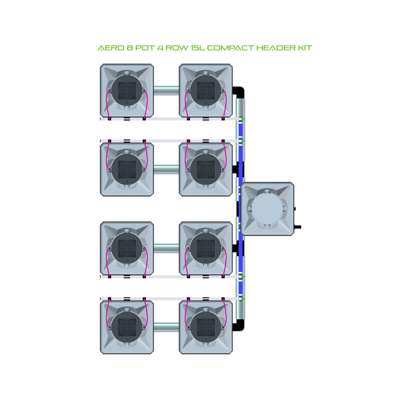Alien Hydroponics AERO 8 Pot 4 Row Kit — Ironclad Sentry