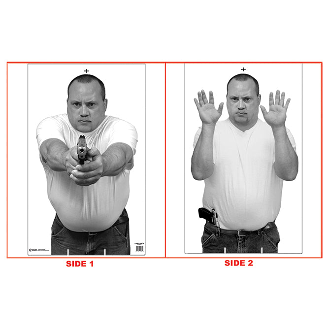 Action Target Two Sided Shoot, No-Shoot Cardboard Target — Ironclad Sentry