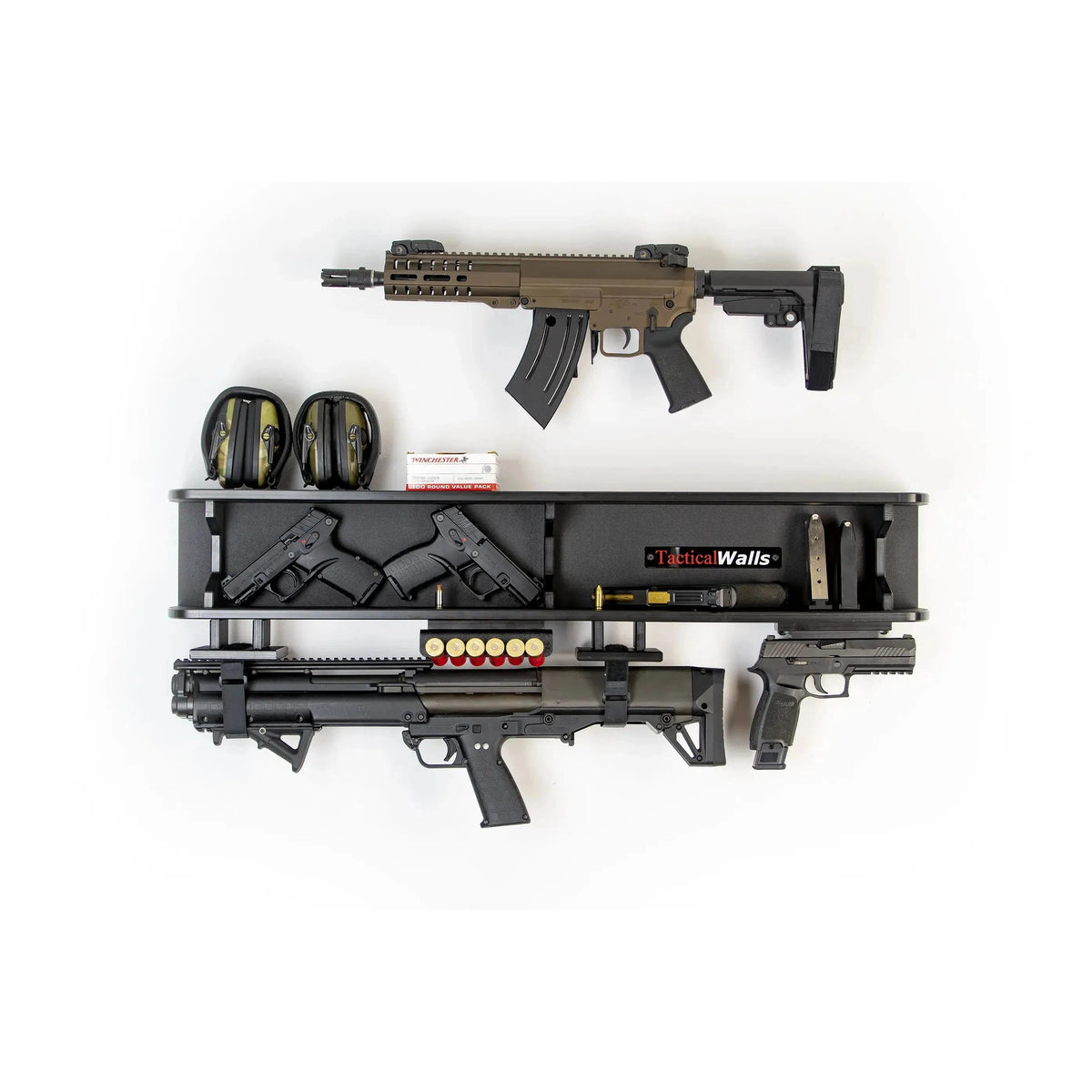 TacticalWalls ModWall Dual Shelf Package, Black — Ironclad Sentry